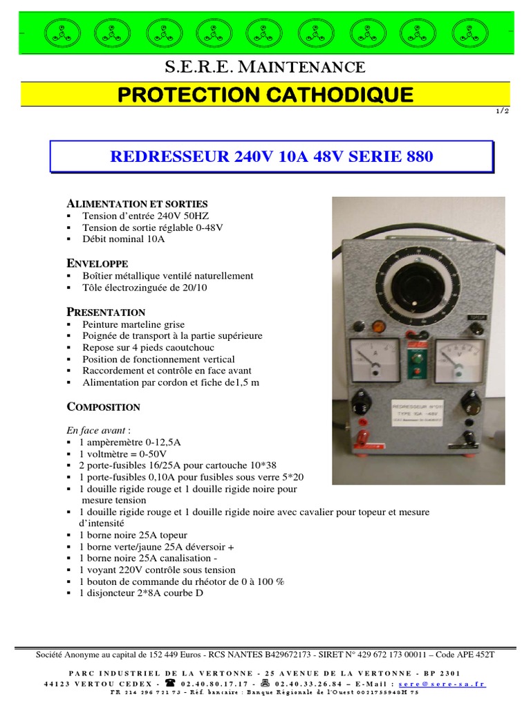 Redresseur Serie 880 240v 10a 48v | PDF | Ingénierie électronique ...