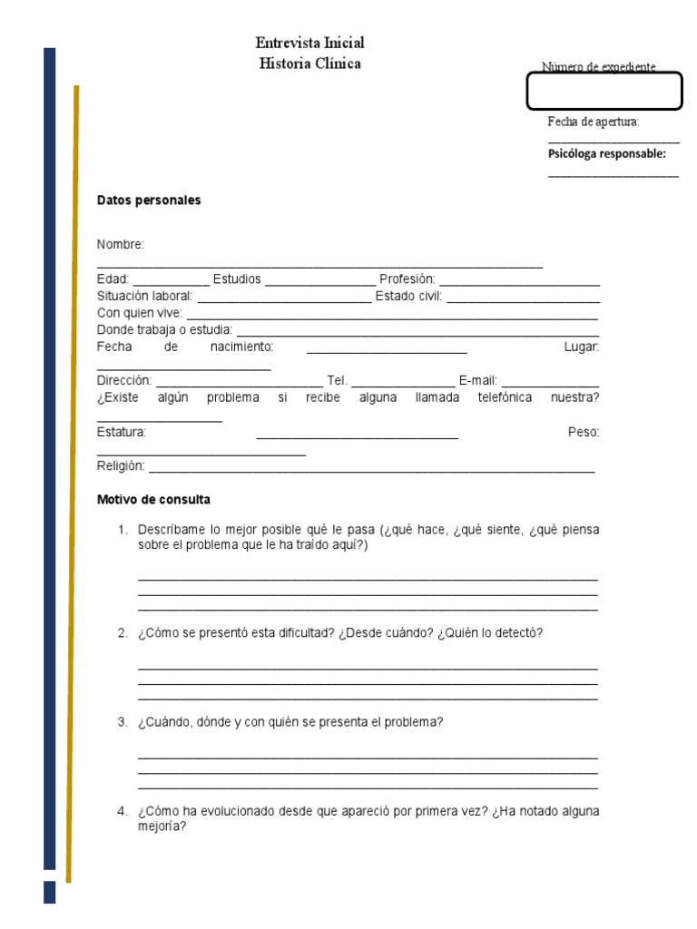 Entrevista Inicial - Adultos | PDF