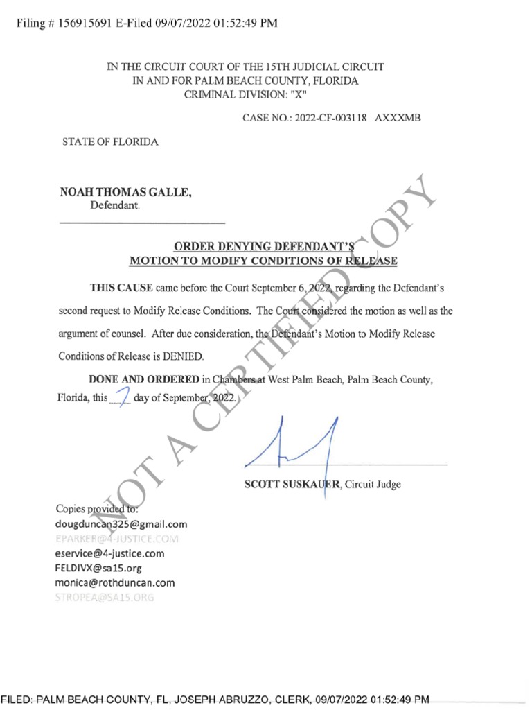 Noah Galle Motion Denied | PDF