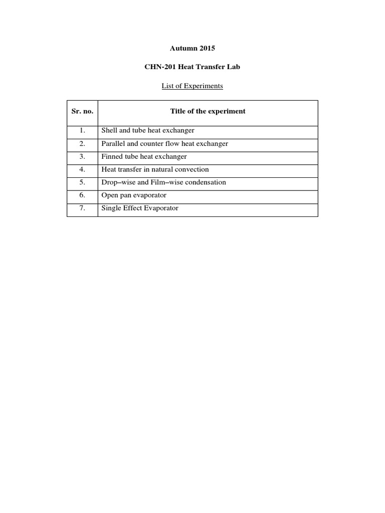 Heat Transfer Lab Experiments Overview | PDF | Heat Exchanger | Heat ...