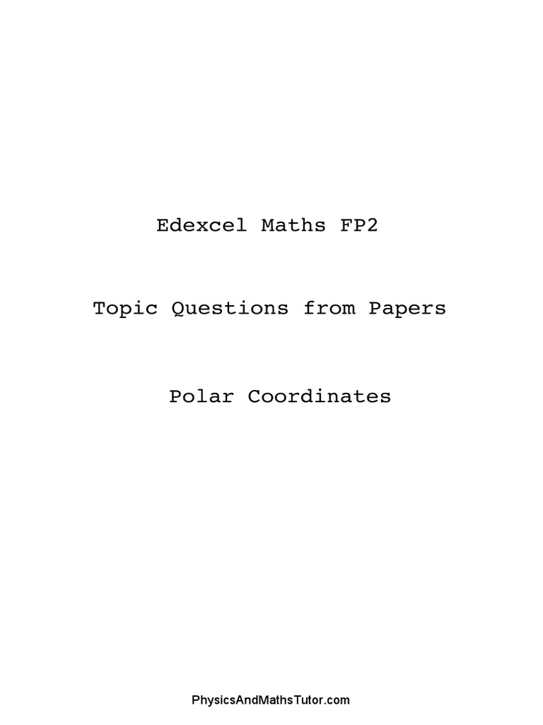 Ch.7 Polar Coordinates - FP2 | PDF | Trigonometric Functions | Area