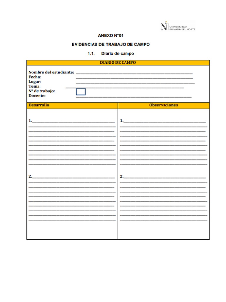 FORMATOS TRABAJO DE CAMPO-2019 | PDF
