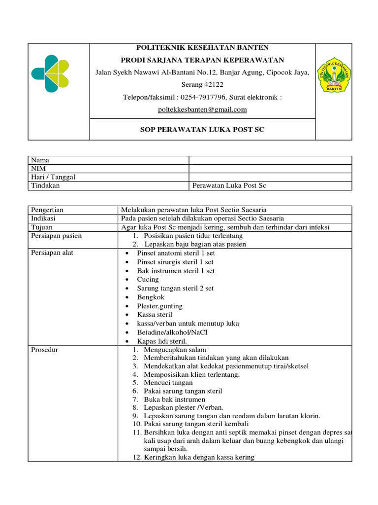 Sop Perawatan Luka Post SC | PDF
