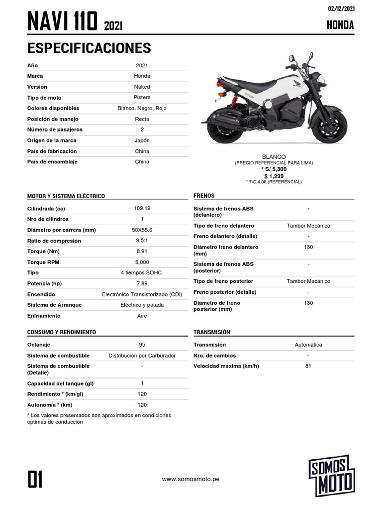 Navi 110 2021 - Honda - Blanco 02 12 2021 | PDF | Vehículos de ruedas ...