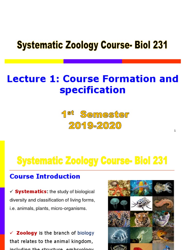 Lecture 1 - Systematic Zoology Course Information and Specification 11 | PDF | Taxonomy (Biology ...