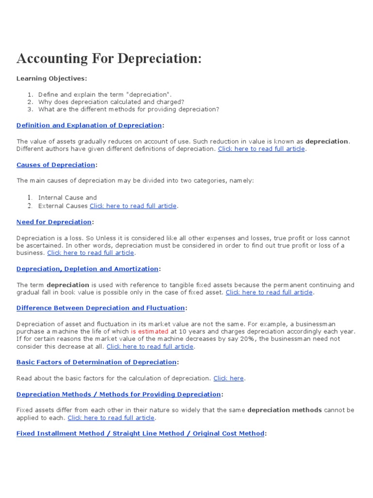 Accounting For Depreciation | PDF | Depreciation | Debits And Credits