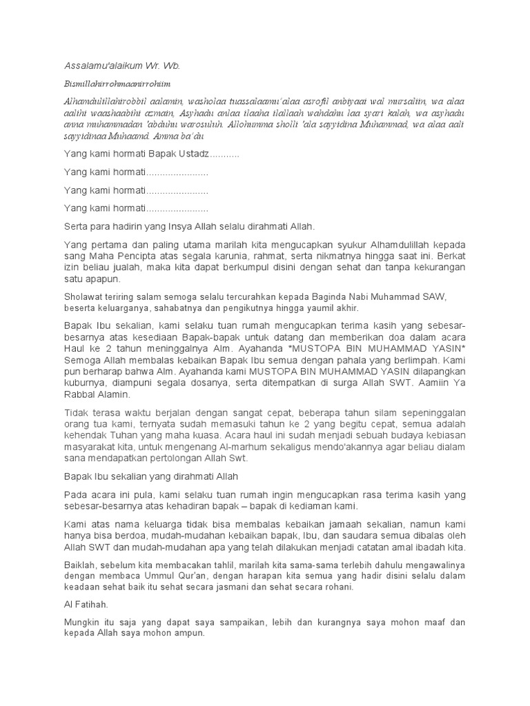 Sambutan Haul | PDF