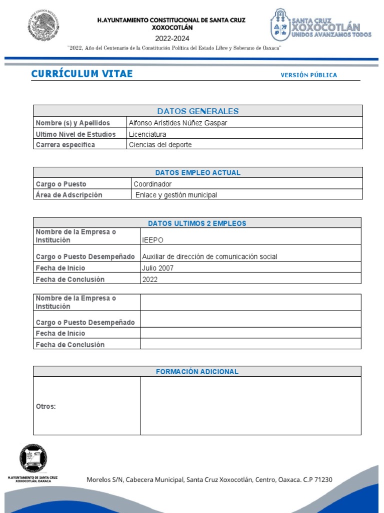 Currículum Vitae Versión Pública | PDF