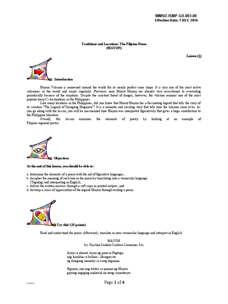 21st Century Lit Mayon Lesson 1 | PDF | Poetry | Metre (Poetry)