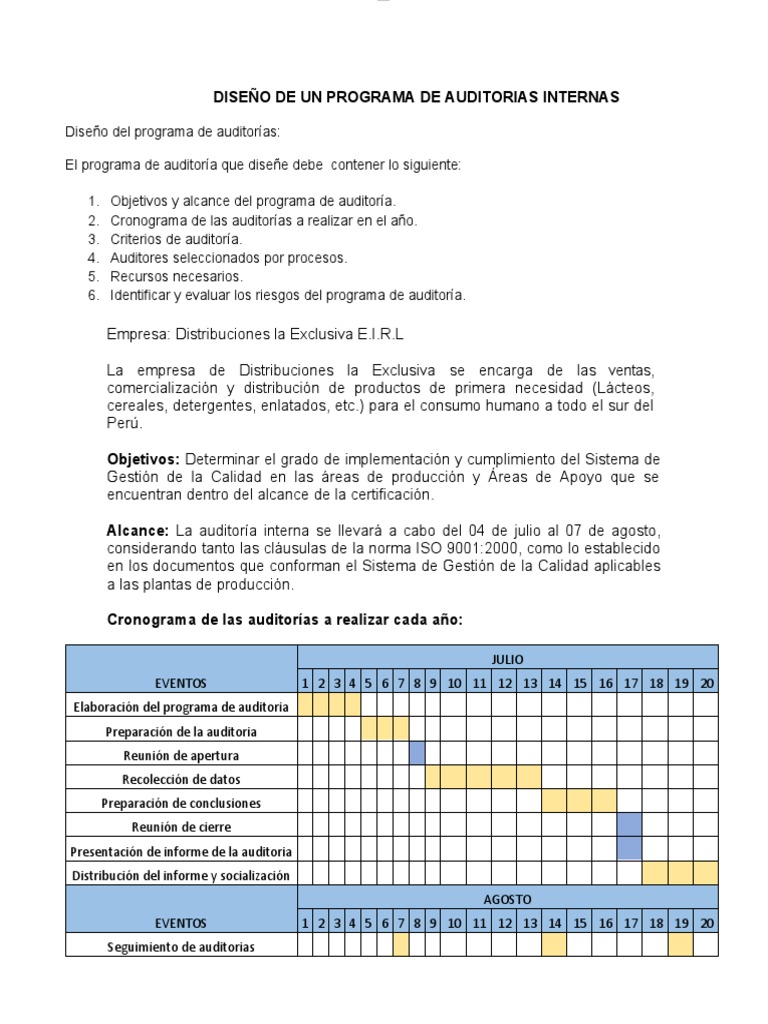 Diseño de Un Programa de Auditorias Internas | PDF | Auditoría | Calidad (comercial)
