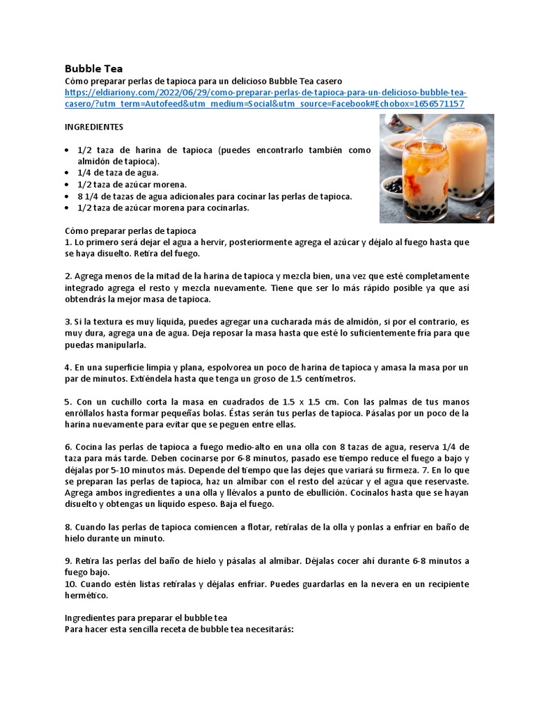 Bubble Tea | PDF | Preparación de comida y bebida | Comida y bebida