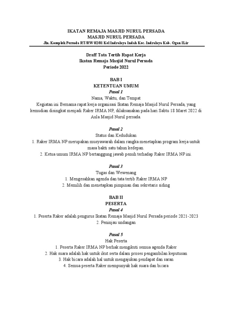 Contoh Raker IRMA | PDF