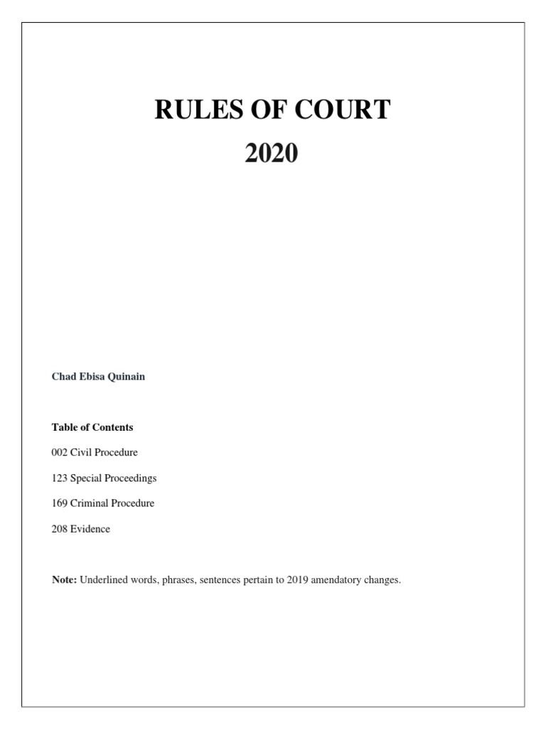 RULES OF COURT 2020, As Amended (In 2019) | PDF | Default Judgment ...