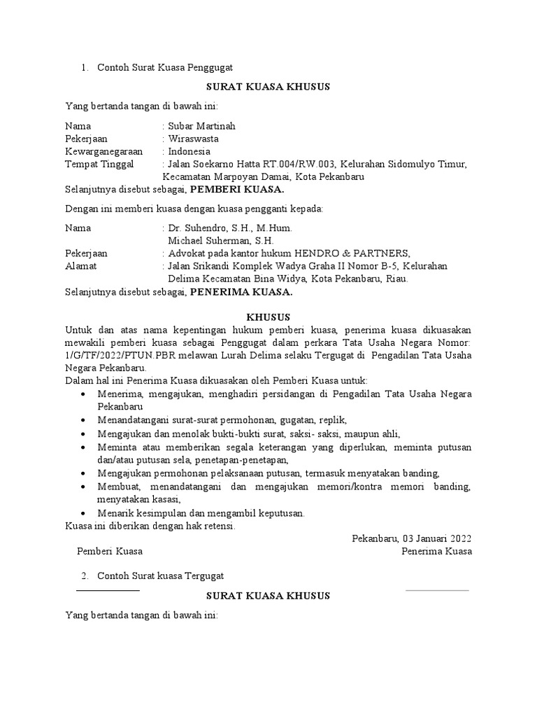 Surat Kuasa PTUN | PDF