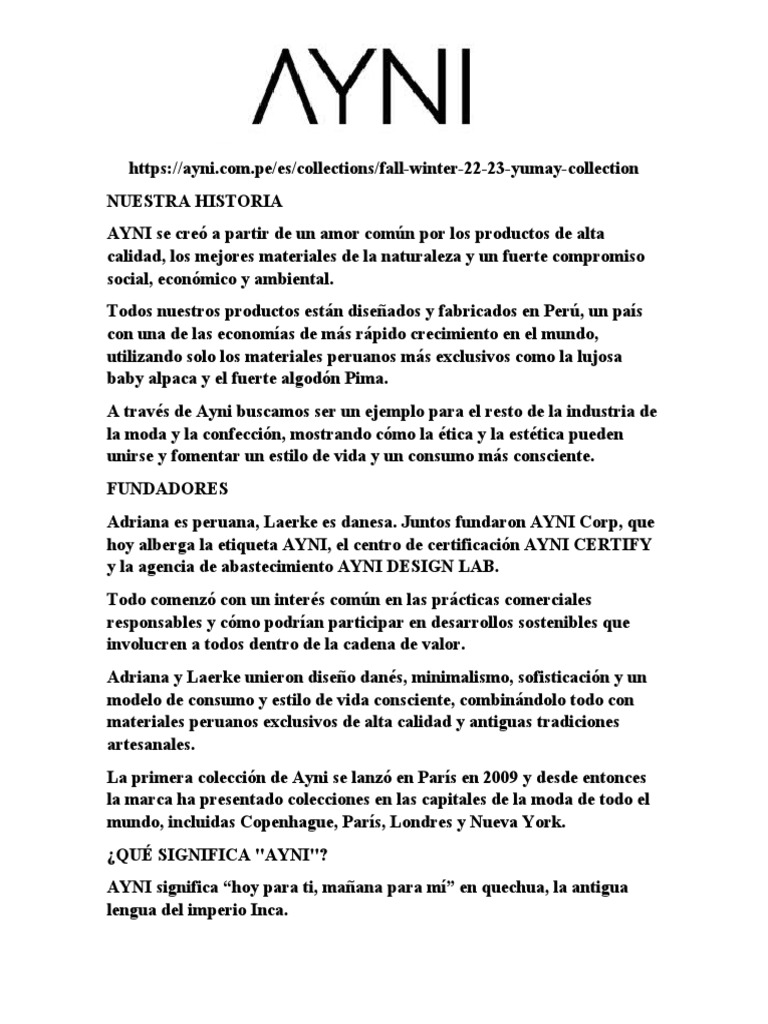 Ayni | PDF | Perú | Marca