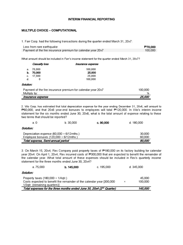 Interim Financial Reporting Examples | PDF | Expense | Economies