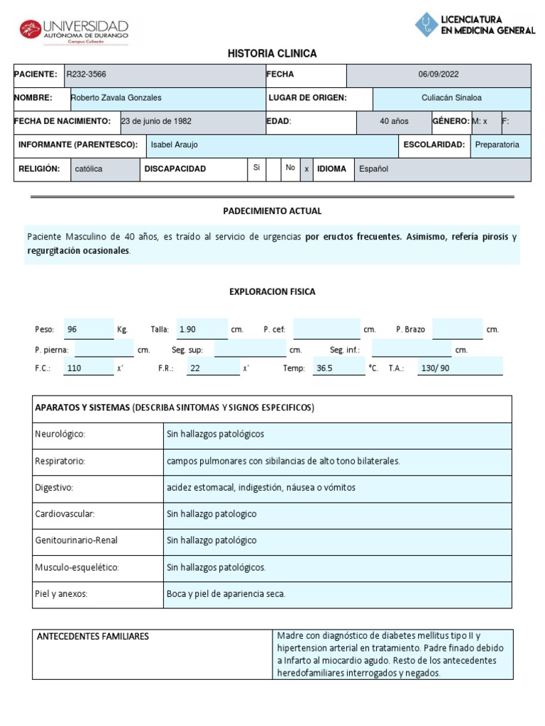 Historia Clinica ERGE SLMF 7-B | PDF | La enfermedad por reflujo ...