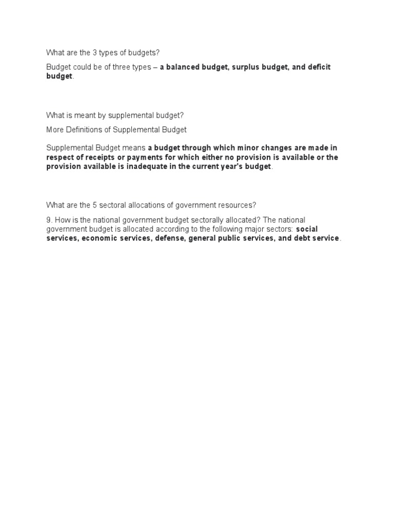 What Are The 3 Types of Budgets | PDF