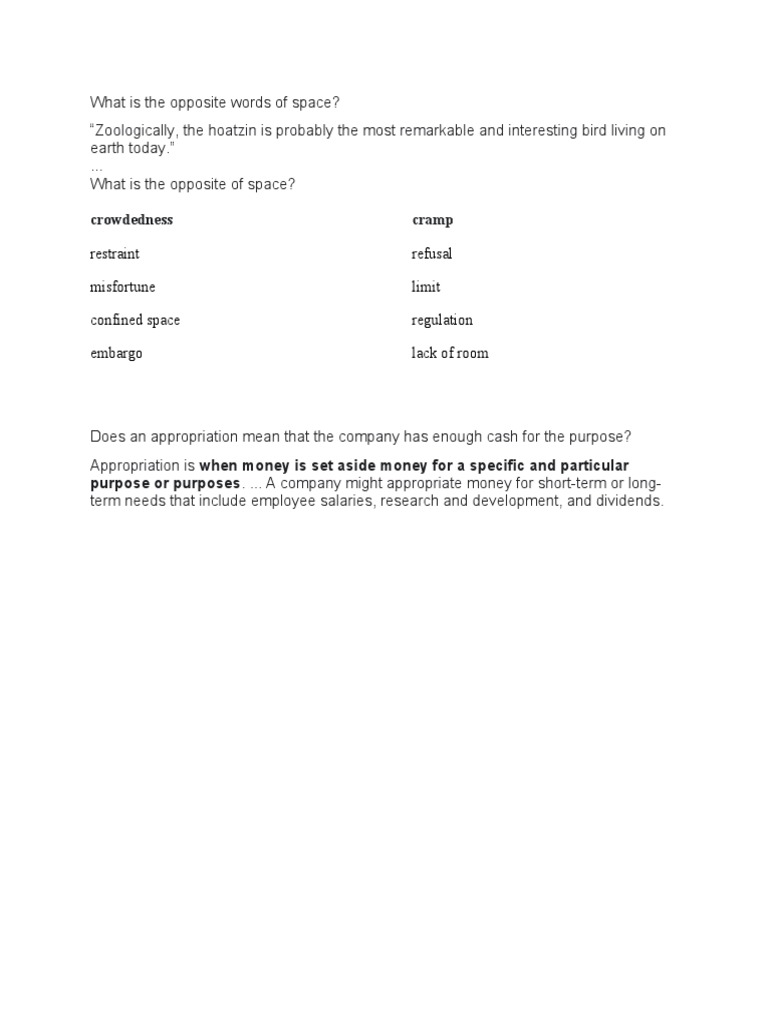 What Is The Opposite Words of Space | PDF