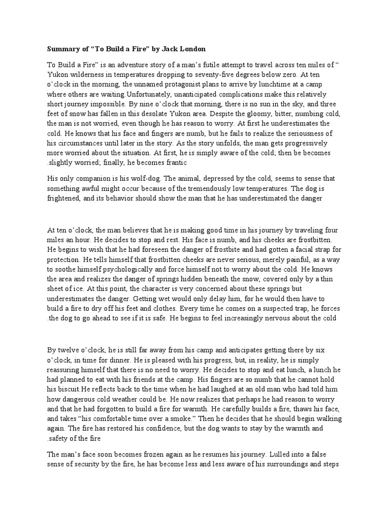 Summary of "To Build A Fire" by Jack London | PDF | General Fiction
