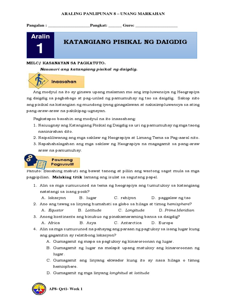 AP 8 Q1 Week 1 | PDF