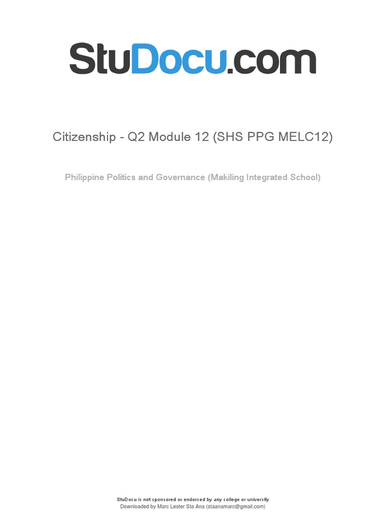 Citizenship q2 Module 12 Shs PPG Melc12 | PDF | Citizenship | Learning