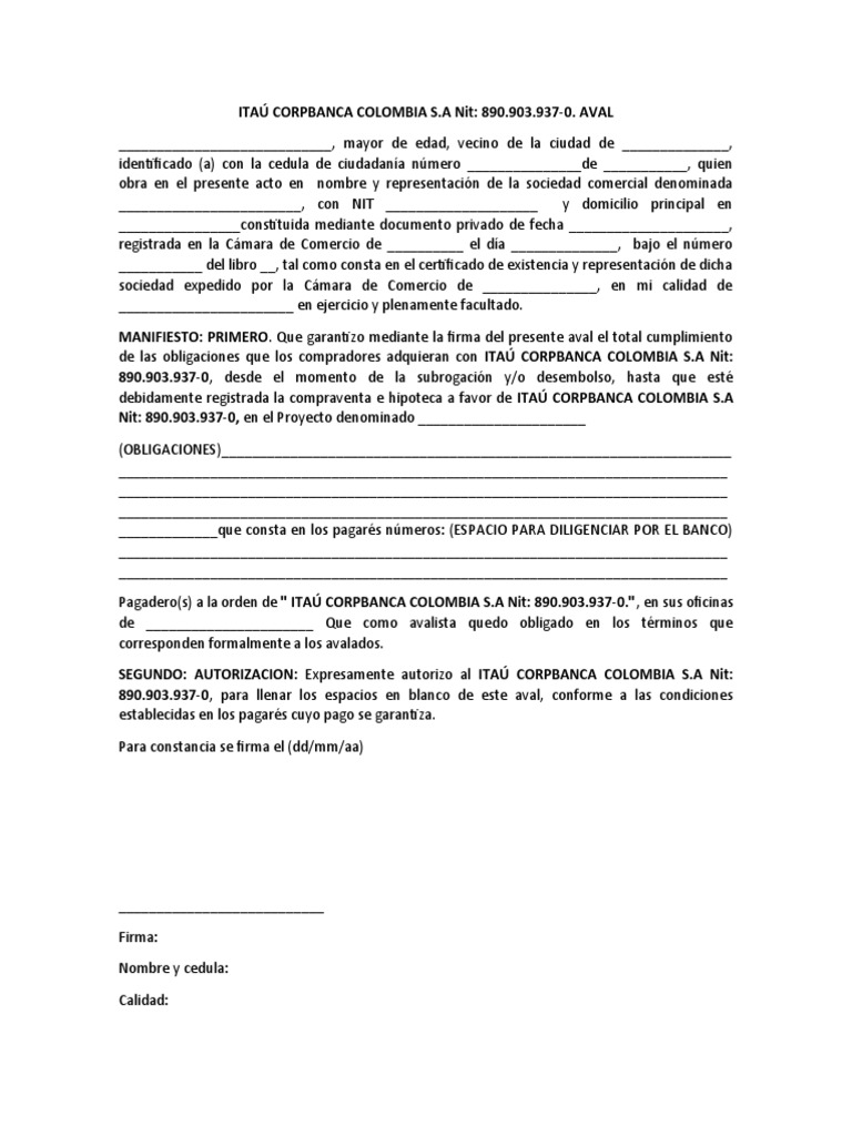 Modelo Aval | PDF | Derecho