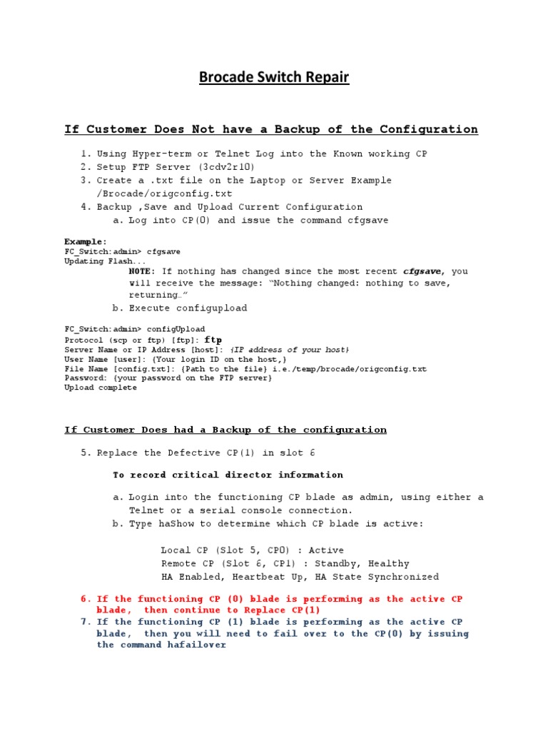 Brocade Switch Repair | PDF | File Transfer Protocol | Network Protocols