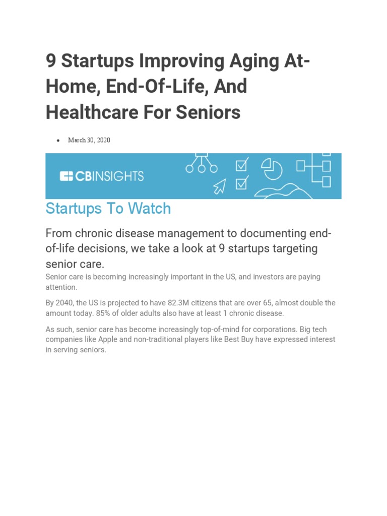 9 Startups Improving Aging At-Home, End-Of-Life, and Healthcare For ...