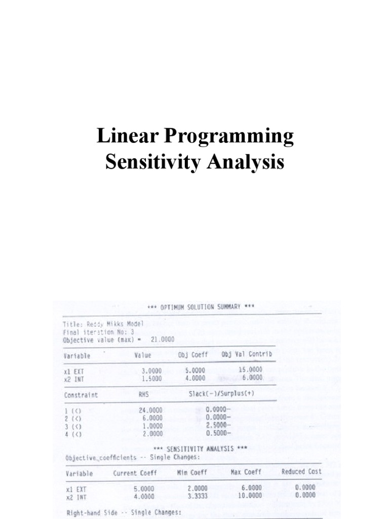 Sensitivity Analysis | PDF | Mathematical Optimization | Profit (Economics)