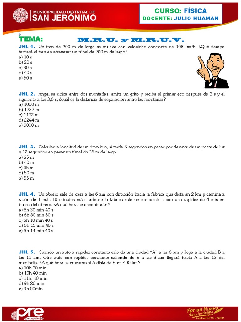 SJ 02 Teoria Mru Mruv Problemas | PDF