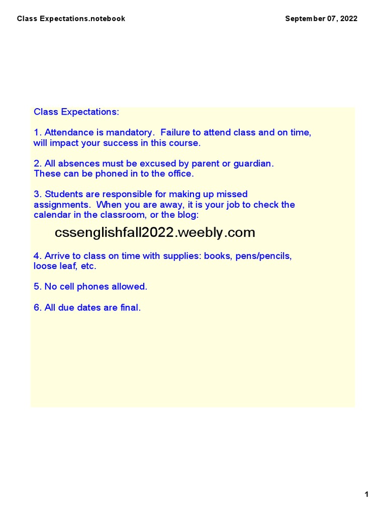 Class Expectations | PDF