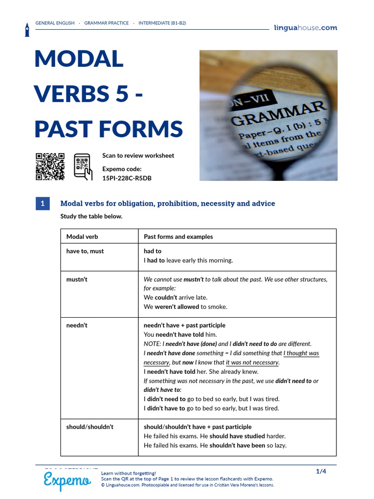 Modal Verbs 5 Past Forms British English Teacher Ver2 | PDF | Verb