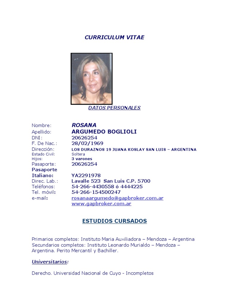 CURRICULUM VITAE Rosana Argumedo Actualizado Julio 2022 | PDF | Seguro ...