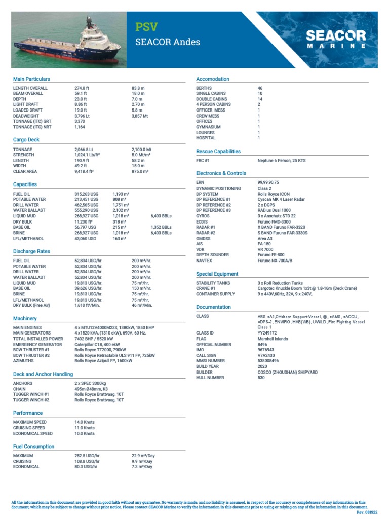 seacor-andes | PDF | Tonnage | Watercraft