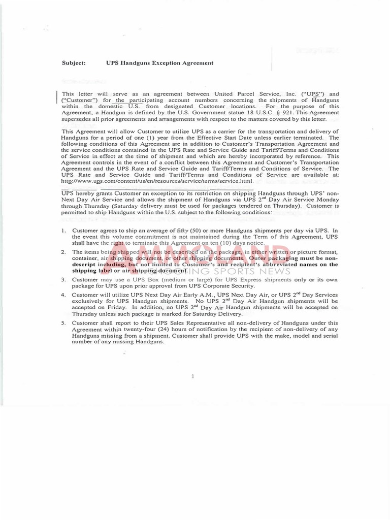 2022 UPS Handgun Exception Agreement | PDF | United Parcel Service ...