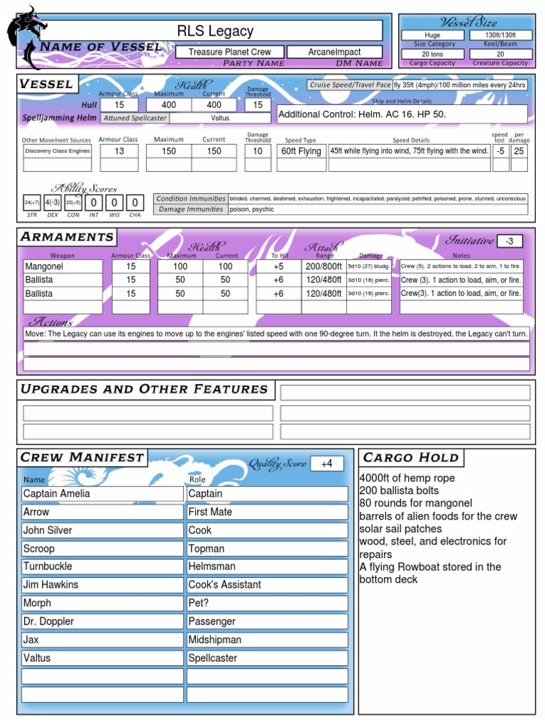 1970593-Complete Spelljamming Sheet 5e - Example - RLS Legacy | PDF