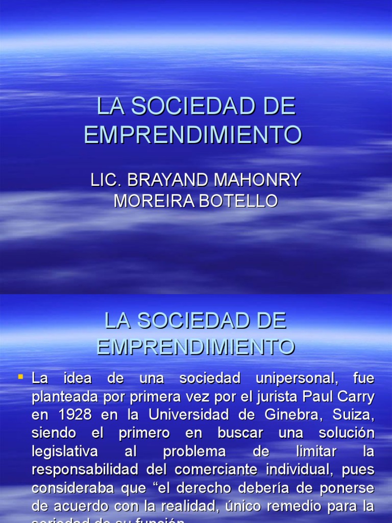 11.1. La Sociedad de Emprendimiento | PDF | Sociedad de responsabilidad limitada | Iniciativa ...