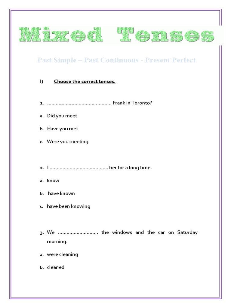 Mixed Tenses Exercises | PDF