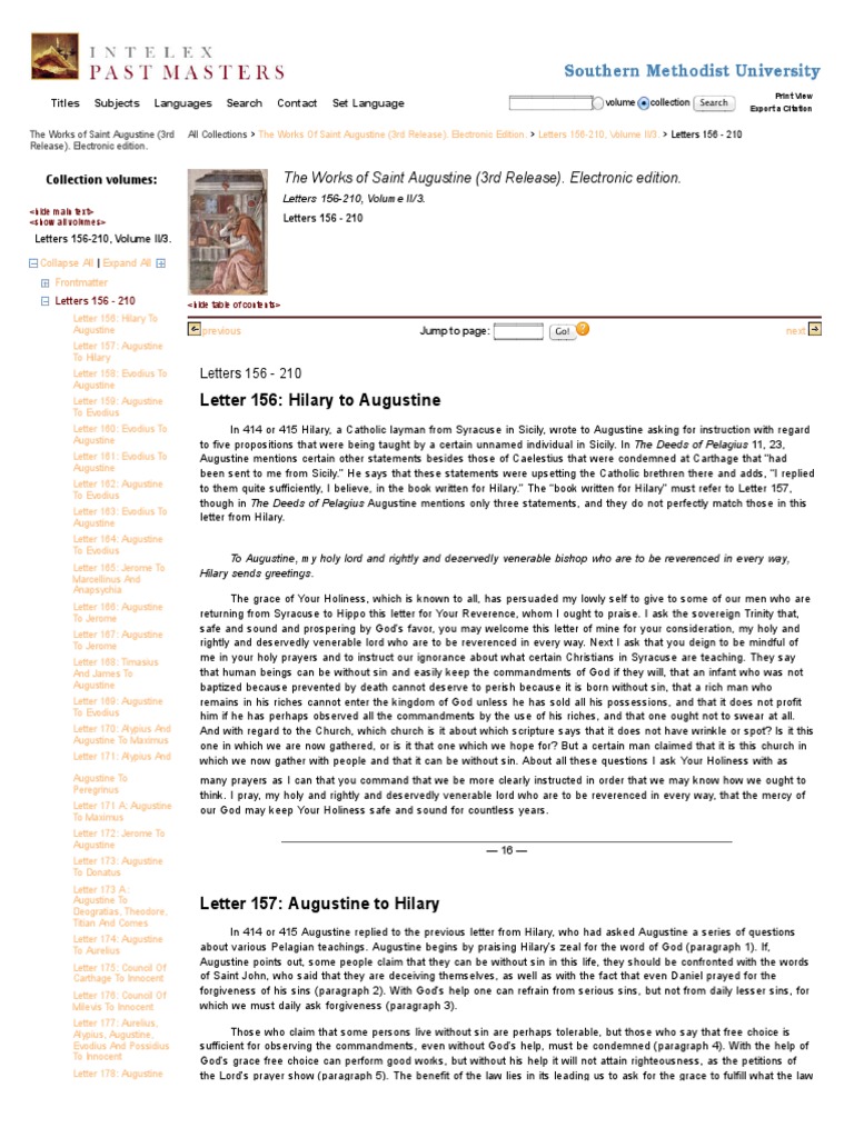 Augustine, Letters 156-210 | PDF | Justification (Theology) | Grace In ...