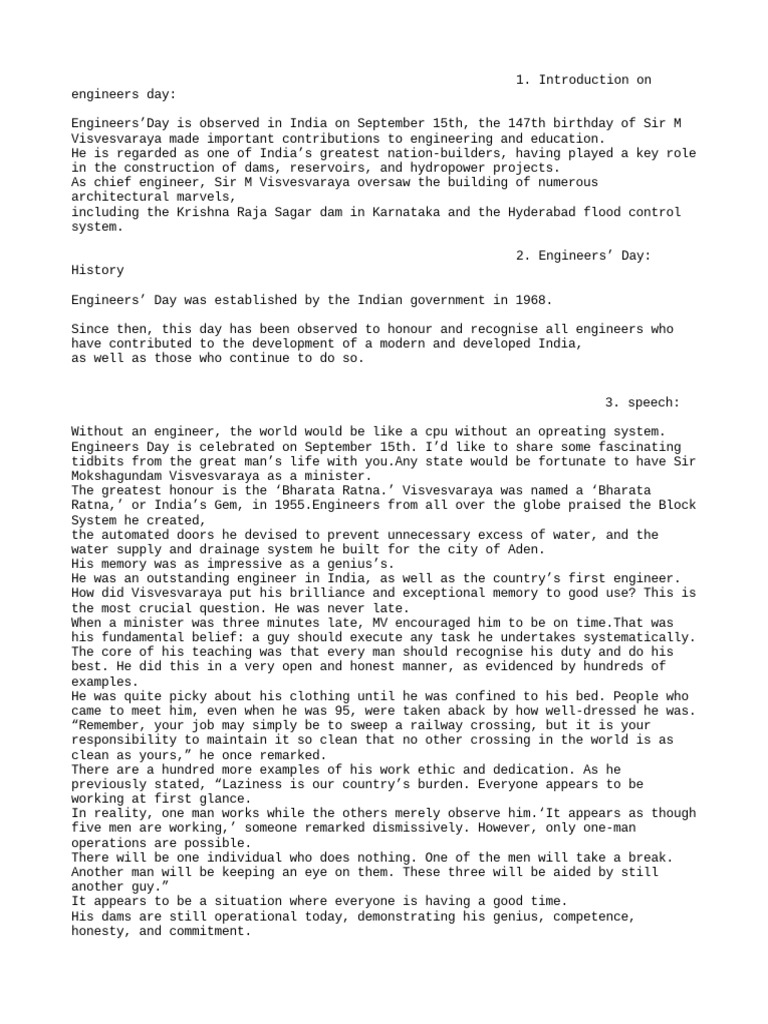 Engineers Day Speech | PDF