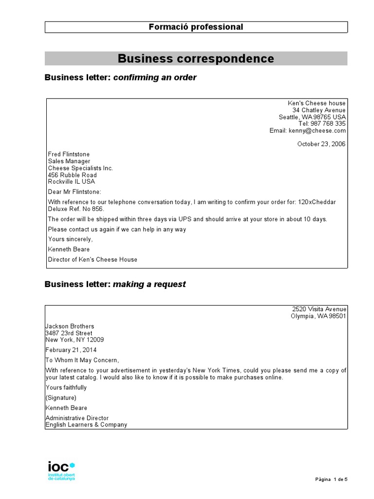 Business Correspondence | PDF