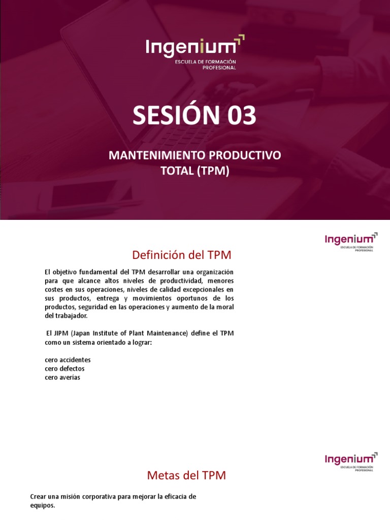 Presentación TPM | PDF | Lean Manufacturing | Calidad (comercial)