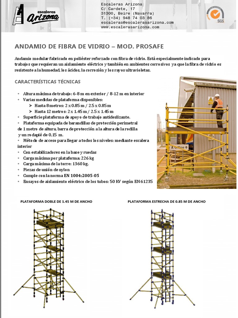 Ficha Técnica Andamio de Fibra Prosafe | PDF