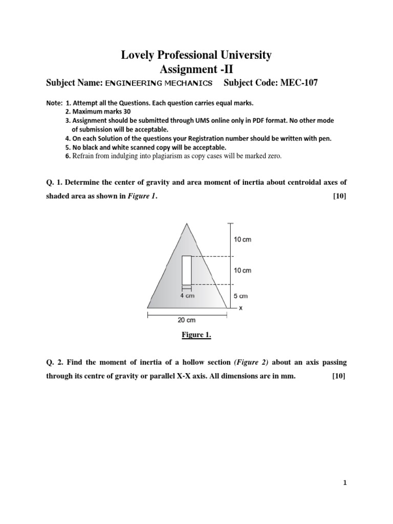 Lovely Professional University Assignment - II: Subject Name: Subject Code: MEC-107 | PDF