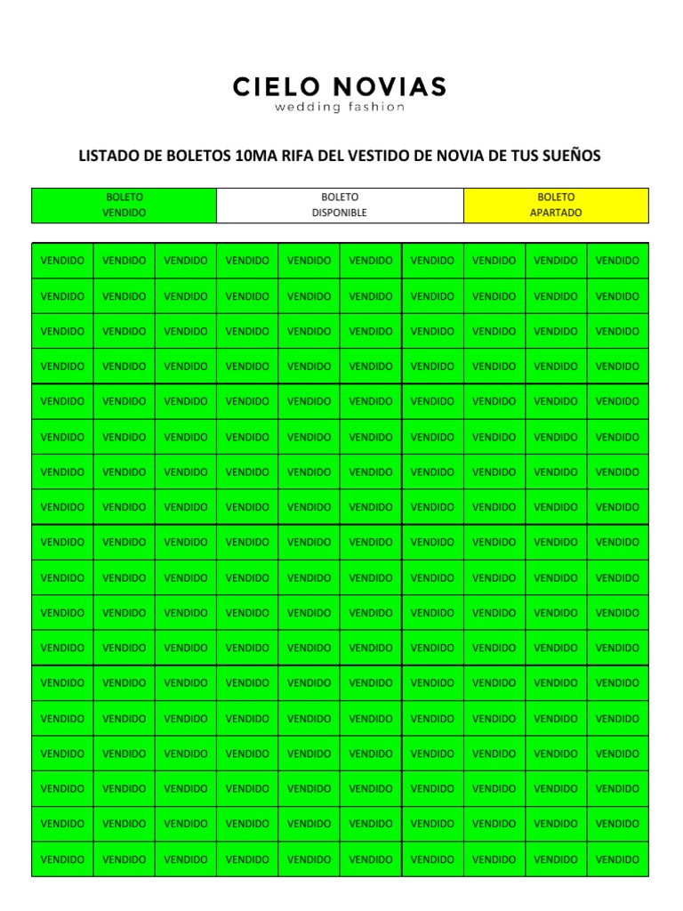 Listado de Numeros Rifa 10 | PDF