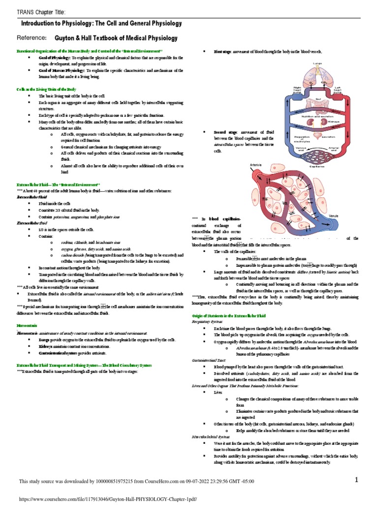 Guyton Hall PHYSIOLOGY Chapter 1 PDF | PDF | Human Body | Homeostasis