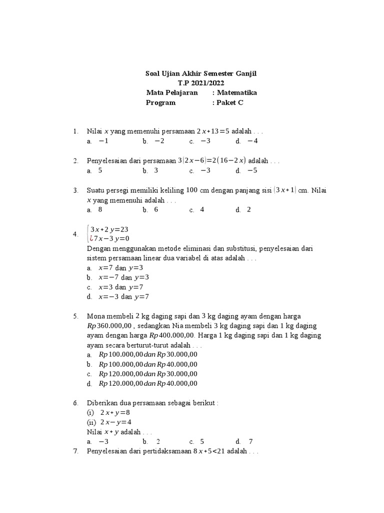 Matematika Paket C | PDF