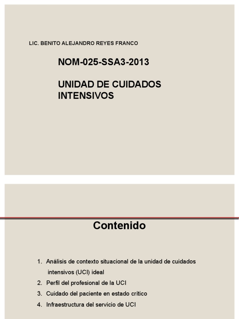 Nom 025 | PDF | Unidad de Cuidados Intensivos | Medicina de Cuidados Intensivos