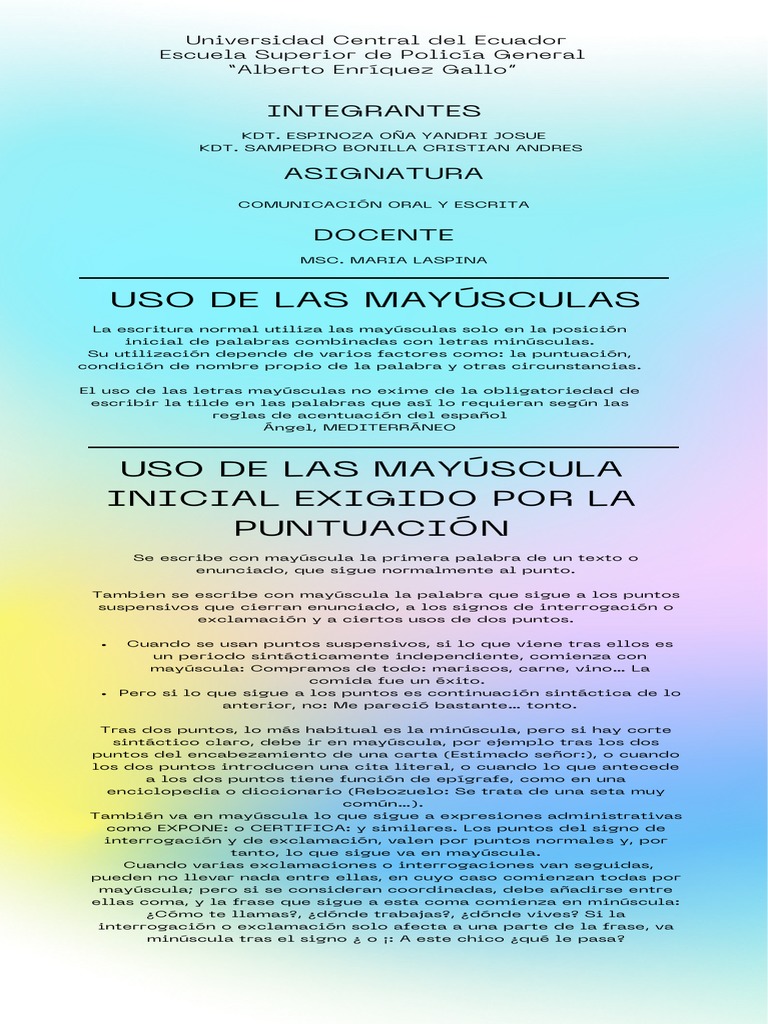 Uso de La Mayúscula | PDF | Caso de carta | Puntuación